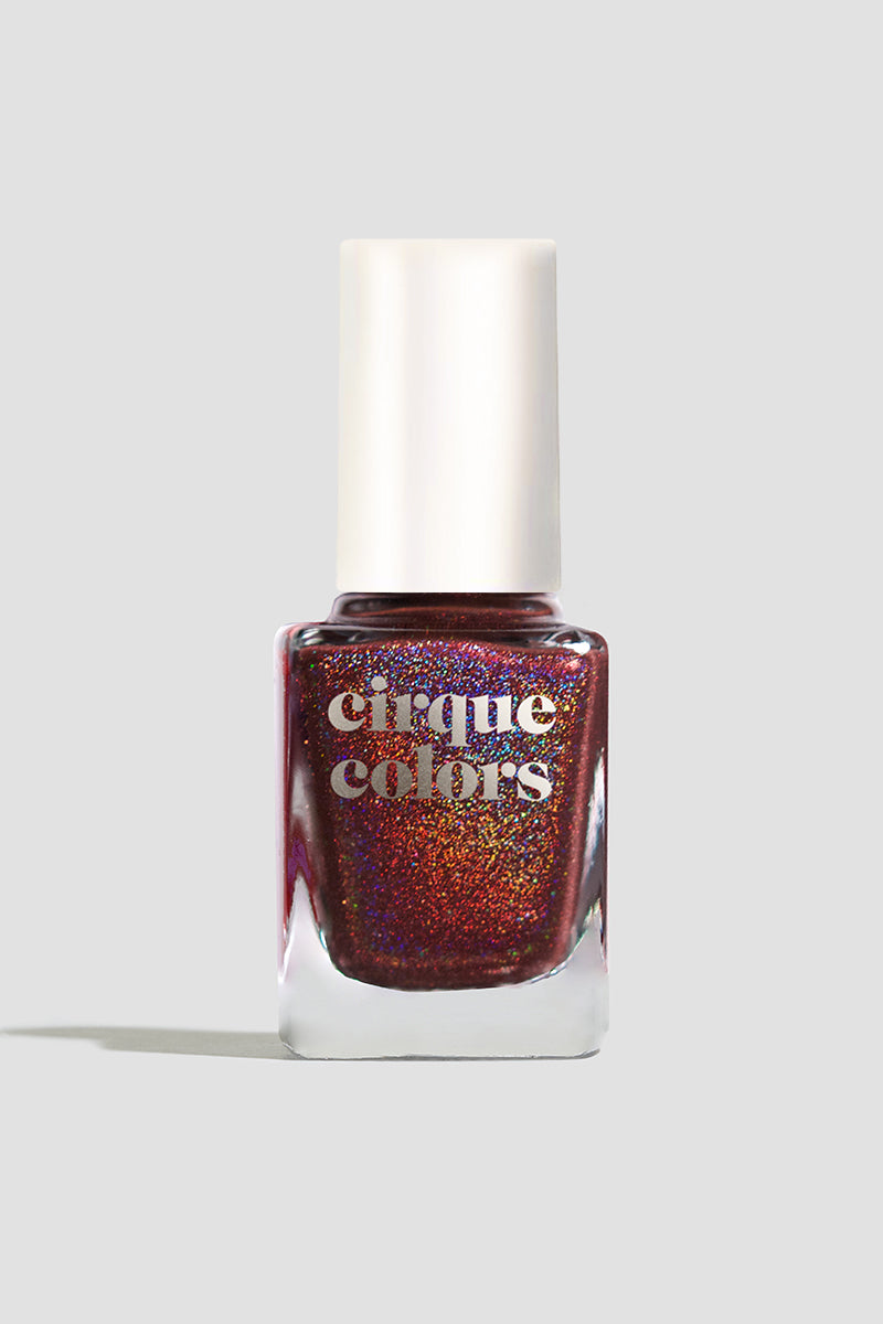 Oxblood red linear holographic nail polish - Cirque Colors Ambrosia